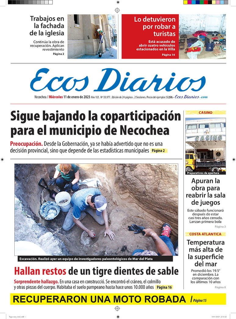 Tapa del 11 de enero 2023 – Ecos Diarios Necochea